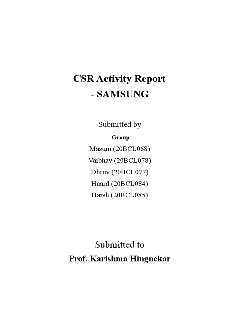 Assignment-3-CSR REPORT | PDF | Corporate Social Responsibility ...