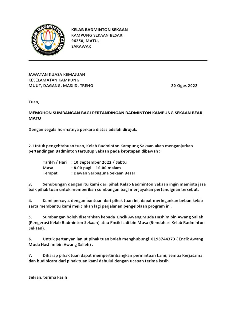 Memohon Sumbangan KBS | PDF