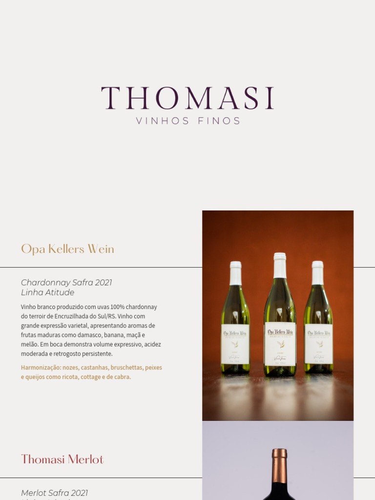Catálogo Produtos Thomasi Vinhos Finos | PDF | Vinhos | Culináriar