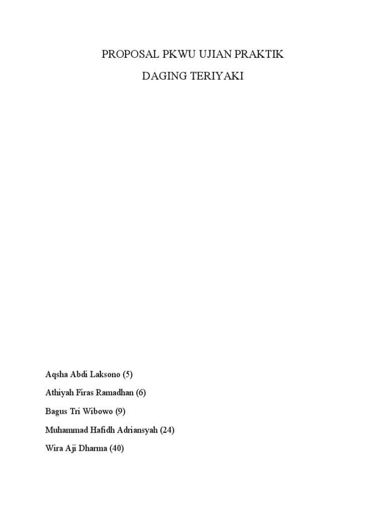 Proposal Daging Teriyaki untuk PKWU | PDF