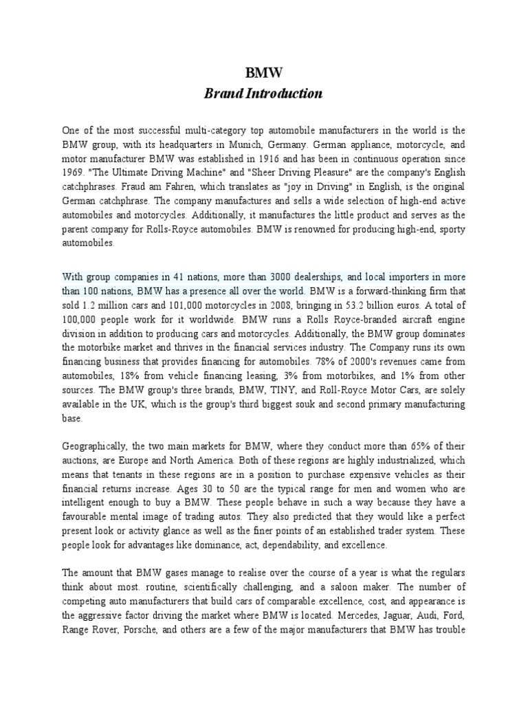 BMW Brand Introduction | PDF | Bmw | Car