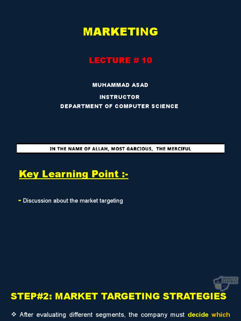 Marketing Lecture 10 Pdf Marketing Market Segmentation