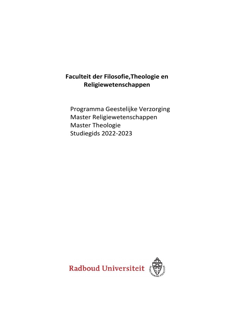 Studiegids Geestelijke Verzorging 2022-2023 | PDF