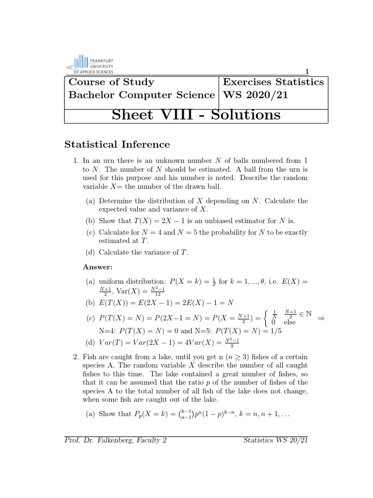 Sheet8 Sol | PDF | Variance | Standard Deviation