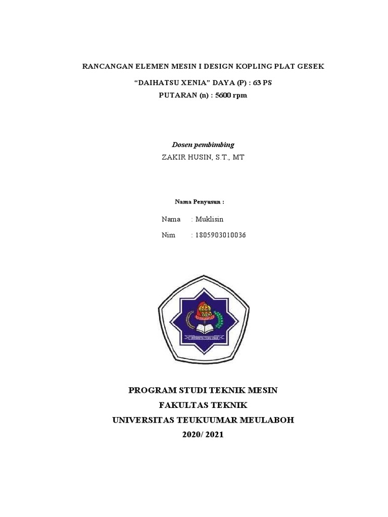 Rancangan Elemen Mesin 1 Muklisin | PDF Rancangan Elemen Mesin 1 Muklisin | PDF