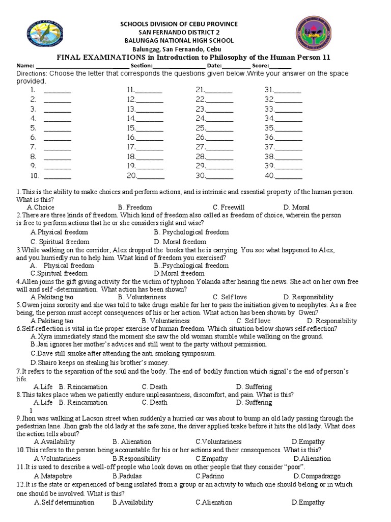 For Print Intro To Philo Q2 | PDF | Society | Suffering
