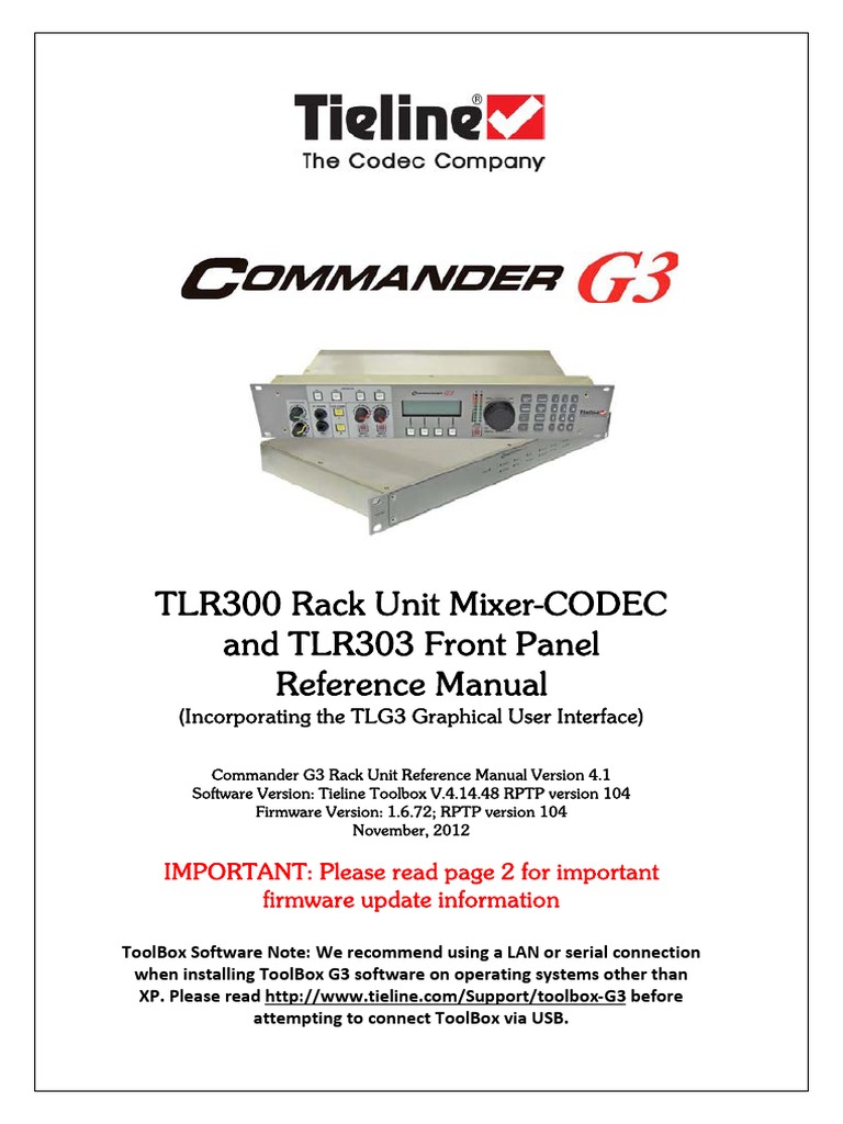 TLR300 Commander G3 Rack Unit Main Manual-V.4.1 | PDF | Menu (Computing ...