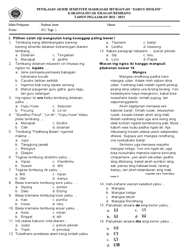 Soal Basa Jawa | PDF