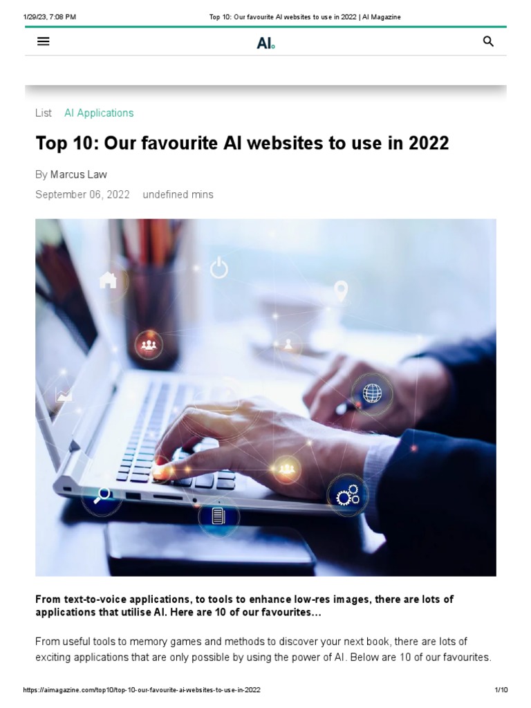 Top 10 - Our Favourite AI Websites To Use in 2022 - AI Magazine | PDF ...