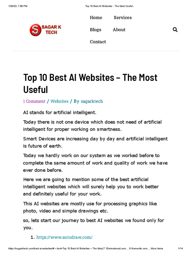Top 10 Best AI Websites - The Most Useful | PDF | Image Editing ...