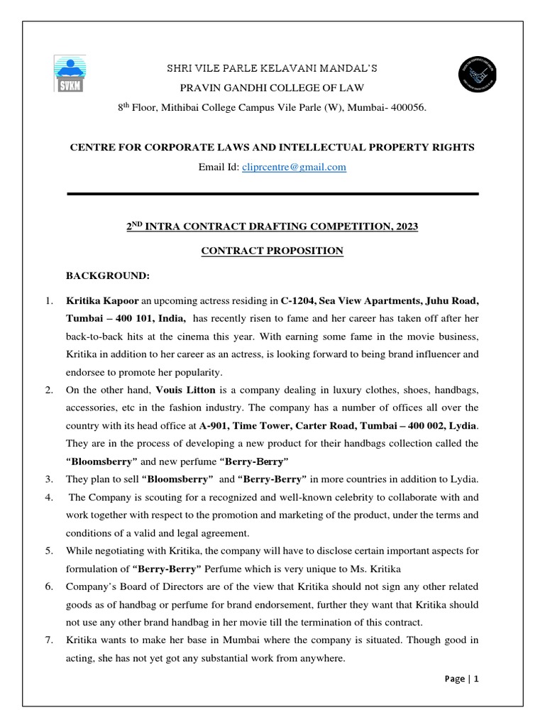 Contract Drafting Proposition 2023 | PDF | Business | Economies