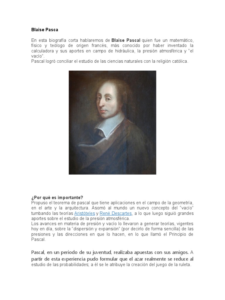 Blaise Pascal | PDF | Vacío | Science