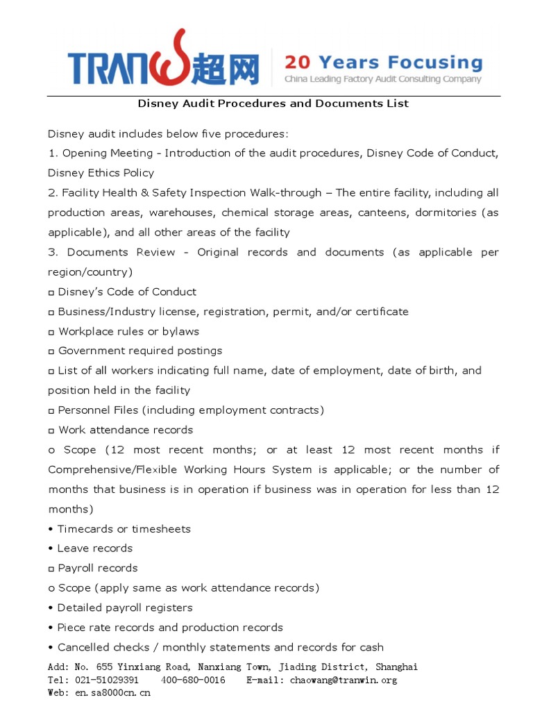 A Comprehensive Review of Disney's Audit Procedures and Documentation ...