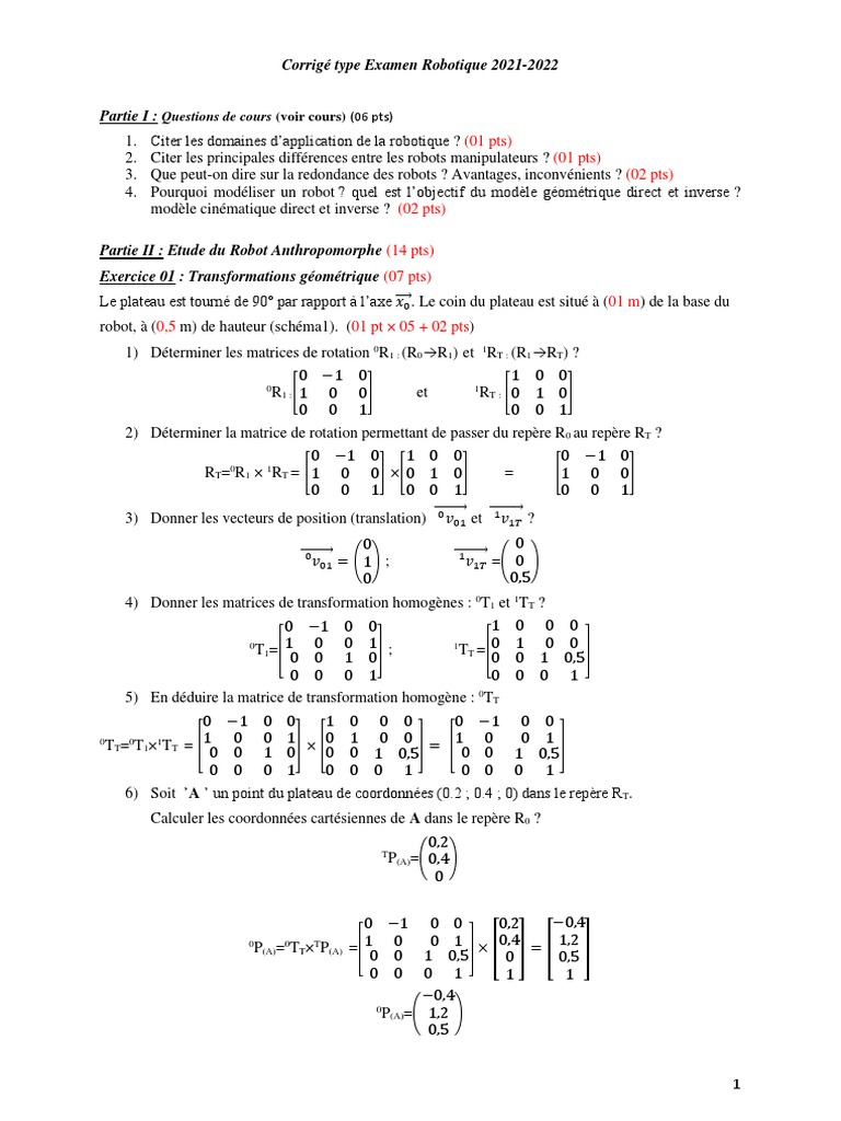 Corrigé Examen 2022 | PDF | Cinématique | Concepts mathématiques