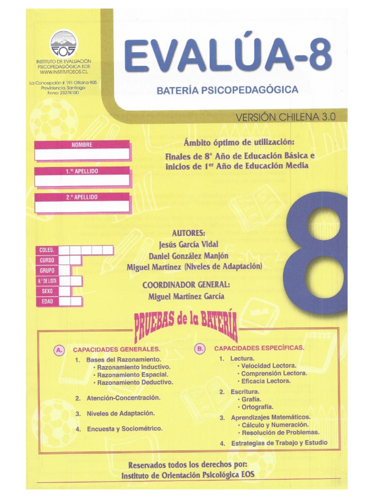 Protocolo Evalúa 8 | PDF