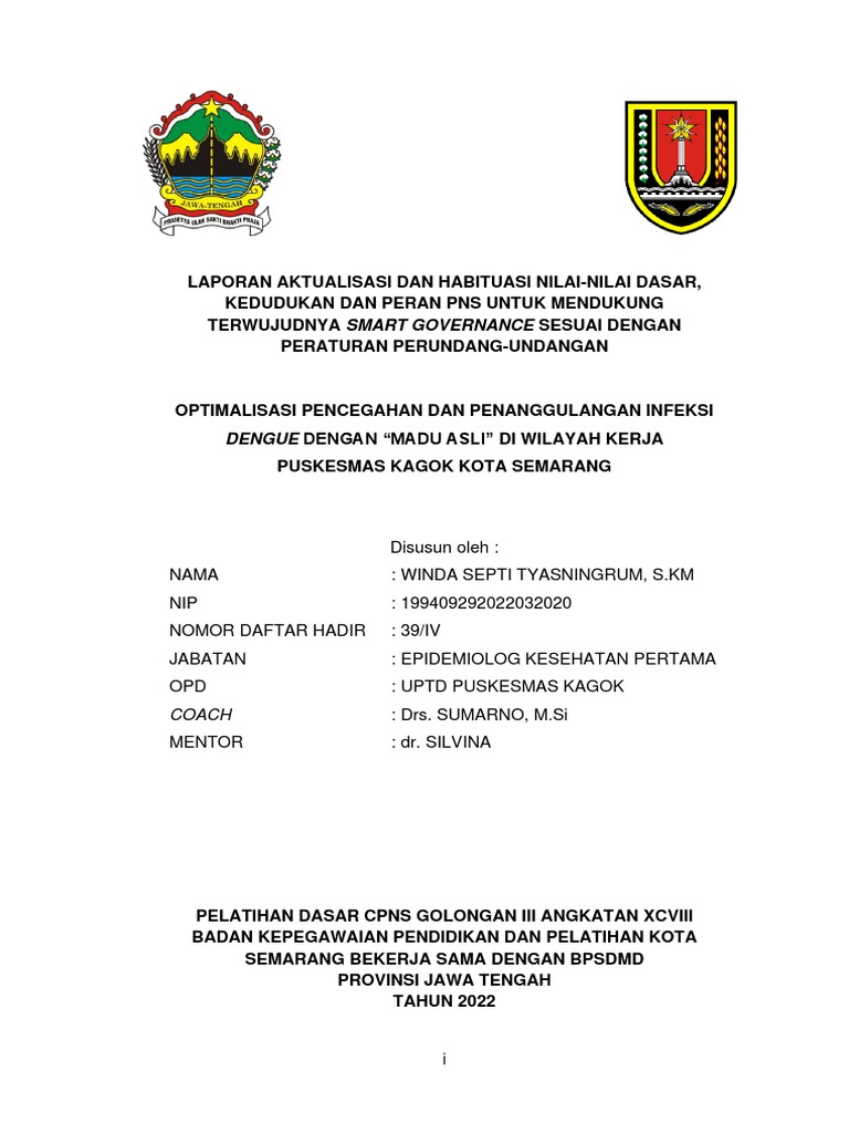 Contoh Laporan Aktualisasi Latsar CPNS Epidemiolog Kesehatan Tahun 2022 ...