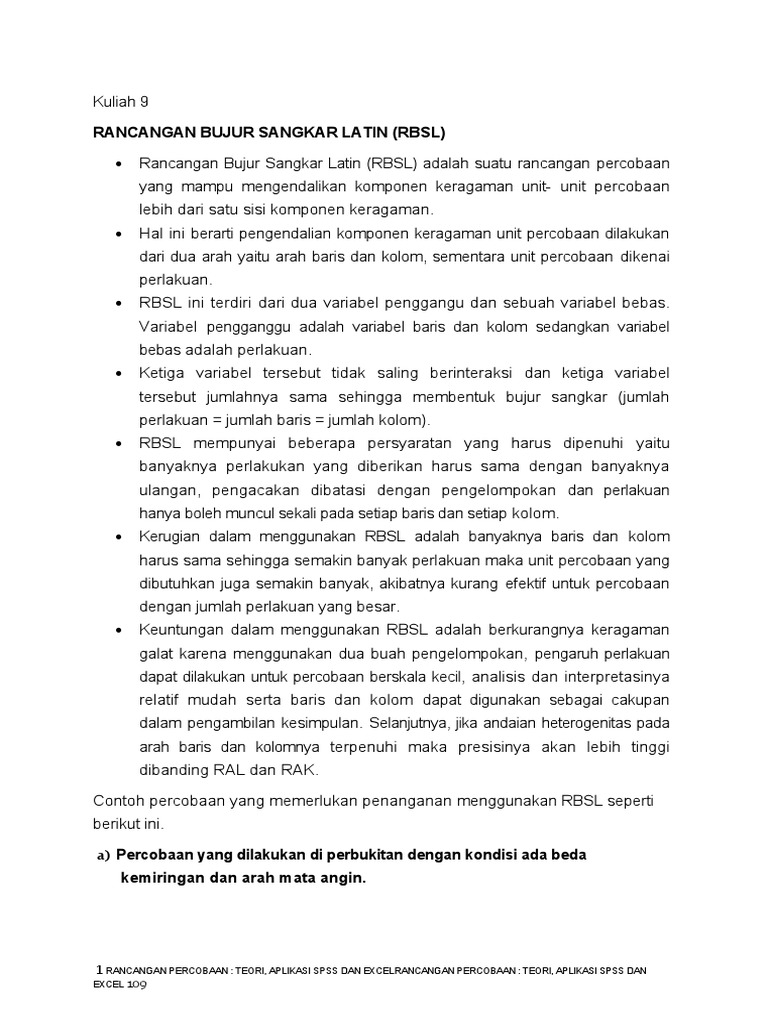 Rancangan Bujur Sangkar Latin (RBSL) | PDF