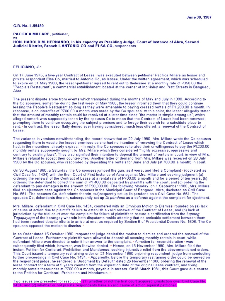 Millare Vs Hernando | PDF | Lease | Lawsuit
