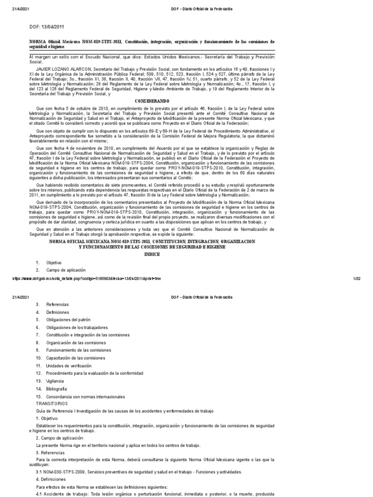 NOM-019-STPS-2011 Seguridad e Higiene | PDF | México
