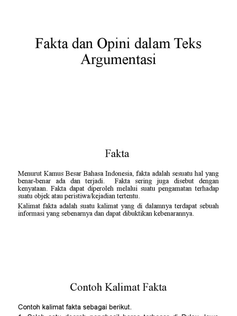 Pertemuan Kedua Fakta Dan Opini Dalam Teks Argumentasi | PDF ...