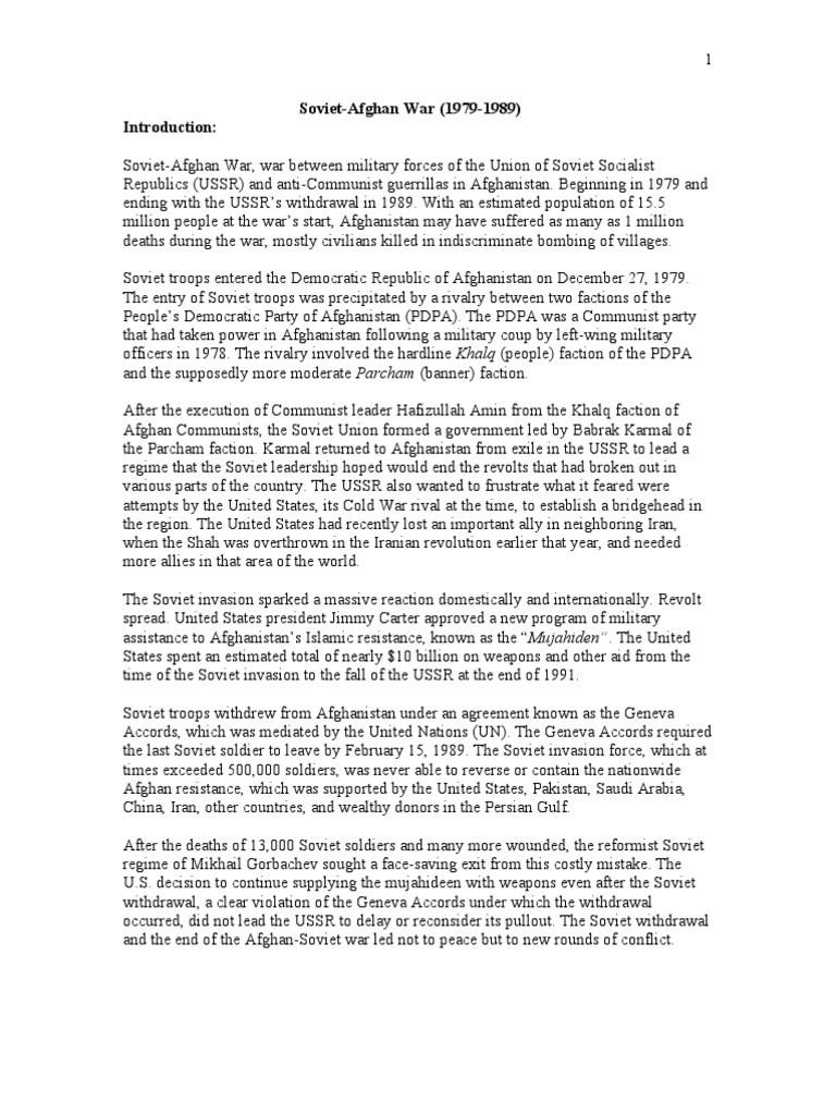Soviet Afghan War | PDF | People's Democratic Party Of Afghanistan ...