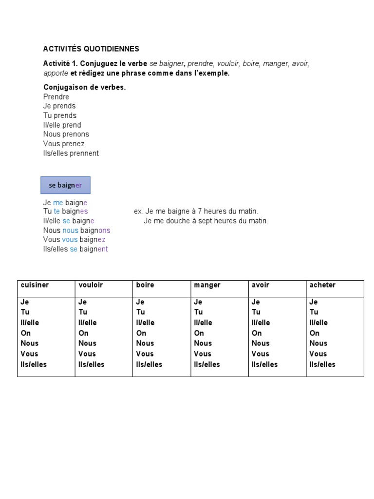 Exercices Quotidiens de Conjugaison | PDF