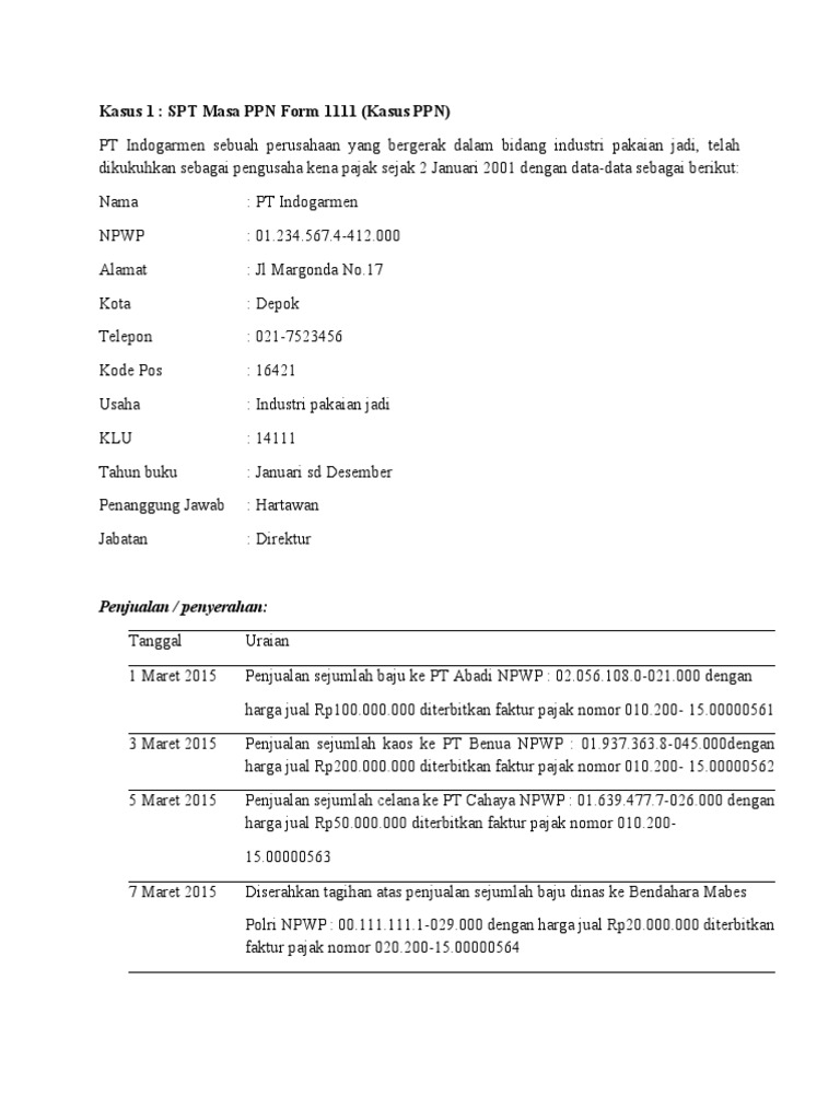 Pengisian SPT PPN Maret 2015 | PDF | Pengelolaan Keuangan & Uang