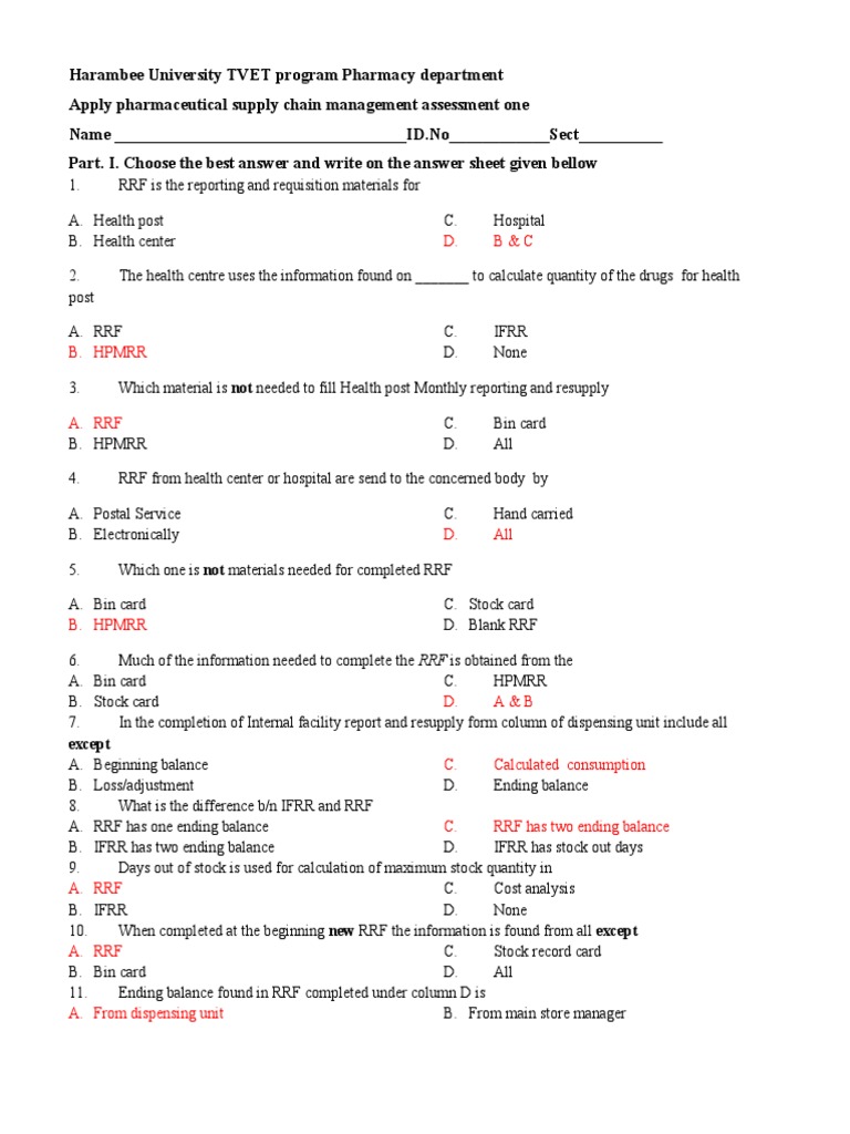 DSM Assessment Two Answer Harambee University TVET Program Pharmacy Department | PDF | Inventory ...