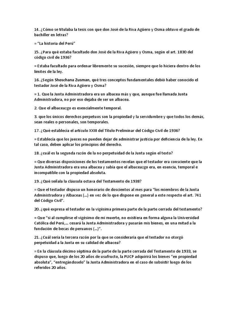 Preguntas Neil Sobre Caso PUCP Vs Arzobispado de Lima | PDF | Voluntad ...