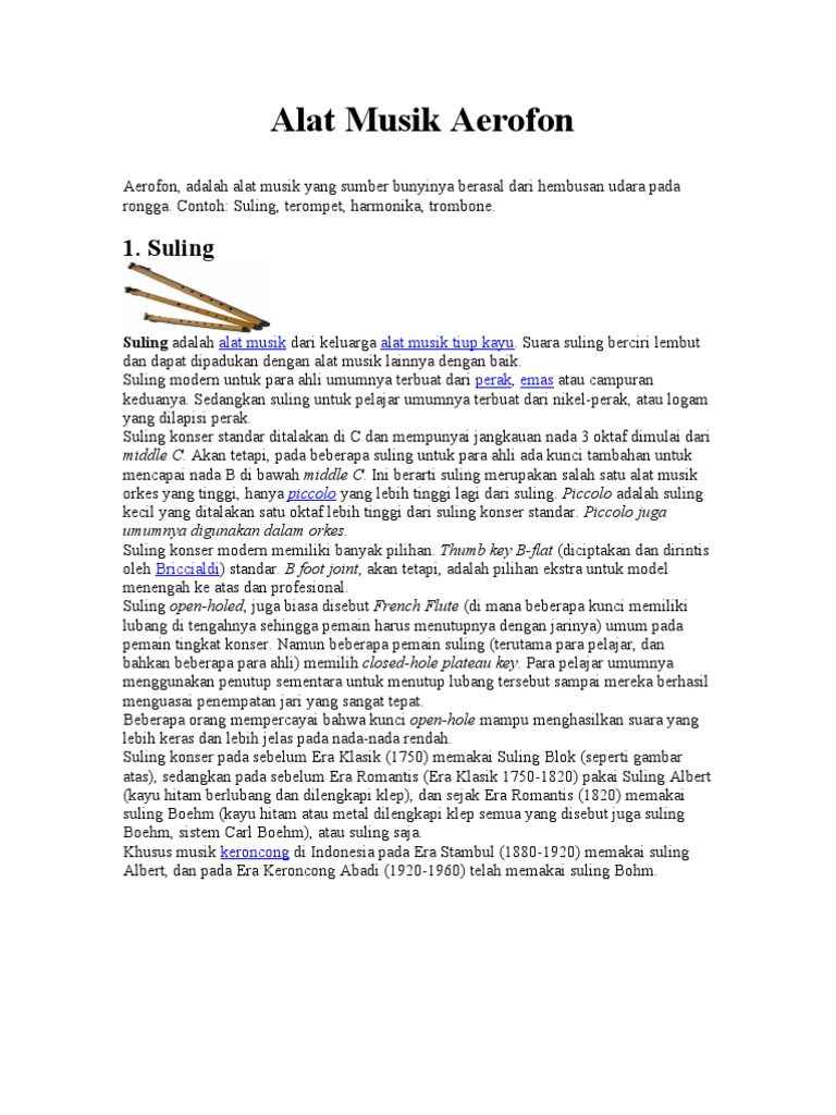 Alat Musik Aerofon | PDF