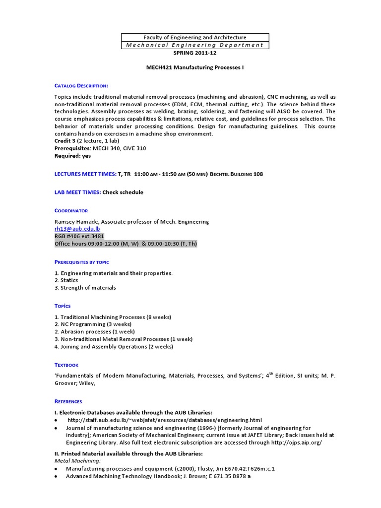 Mech 421 | PDF