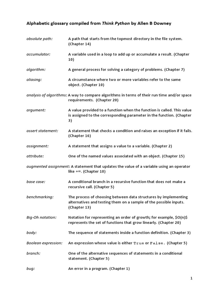 Python Programming Glossary | PDF | Parameter (Computer Programming) | Class (Computer Programming)