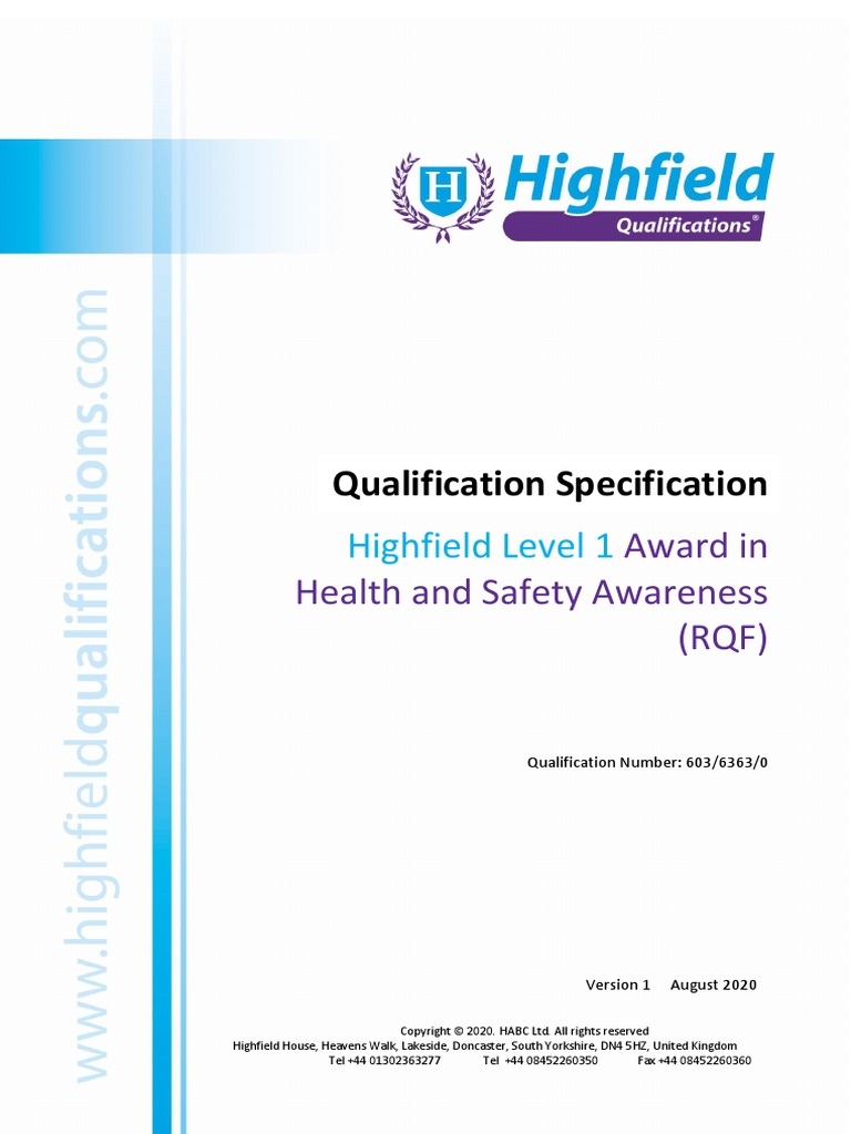 (25082020 1353) Highfield Level 1 Award in Health and Safety Awareness ...