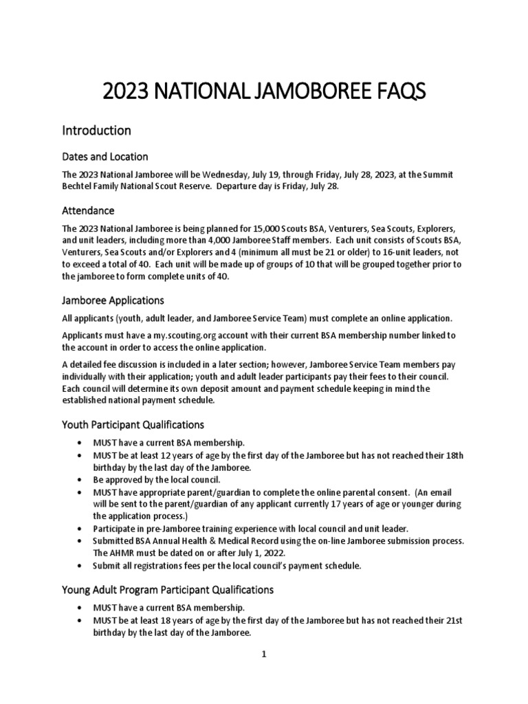 2023 National Jamboree Resource Guide r1 | PDF | Boy Scouts Of America | Foods