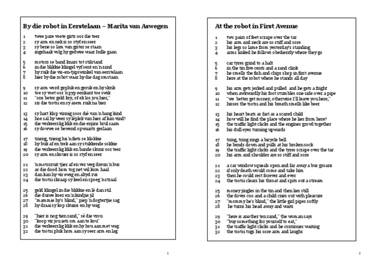 Gedig - by Die Robot in Eerstelaan | PDF