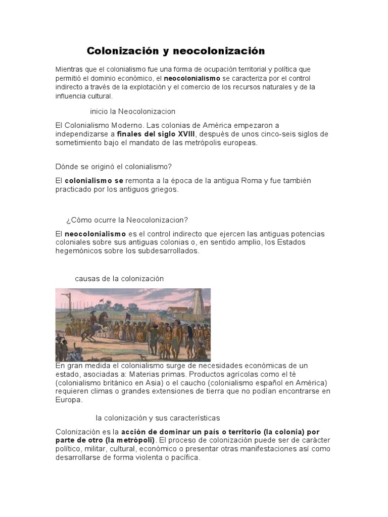 Colonización y Neocolonización | PDF | Colonialismo | Economias