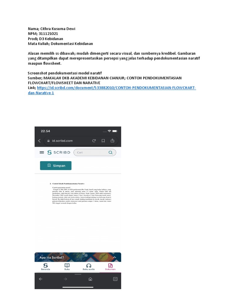 Dokumentasi Kebidanan Contoh Dokumentasi Naratif Dan Flowsheet | PDF