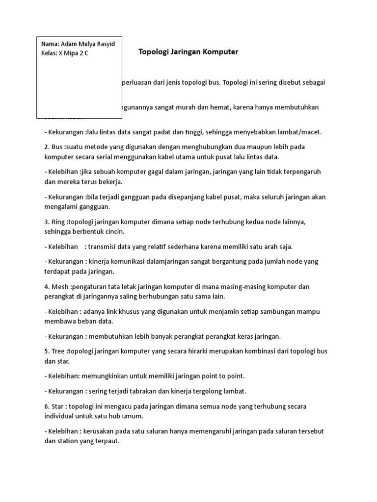 Topologi Jaringan Komputer Adam Mulya Rasyid | PDF | Sains & Matematika ...