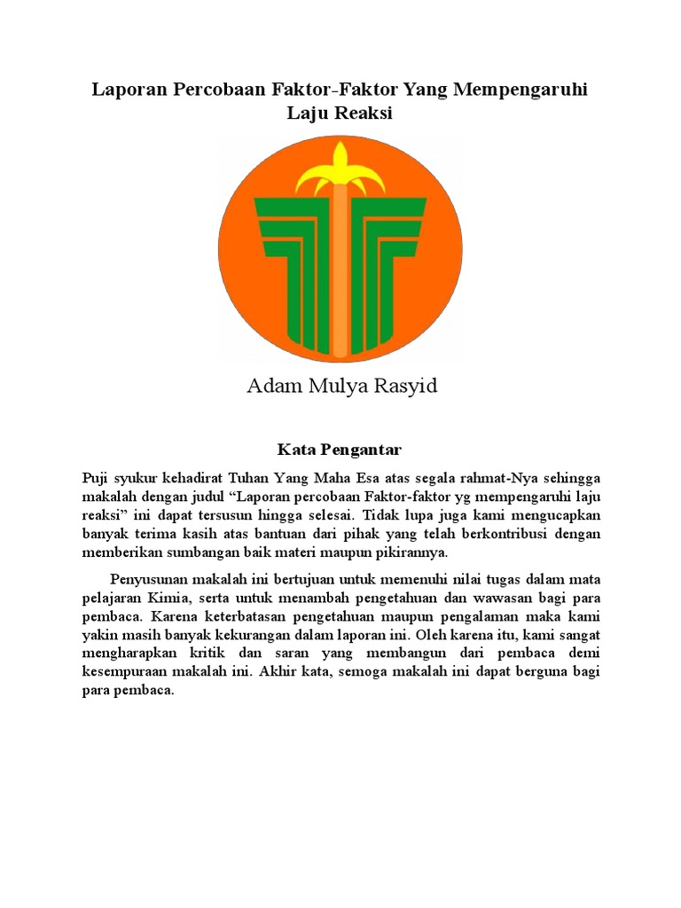 Laporan Laju Reaksi - Adam Mulya Rasyid | PDF