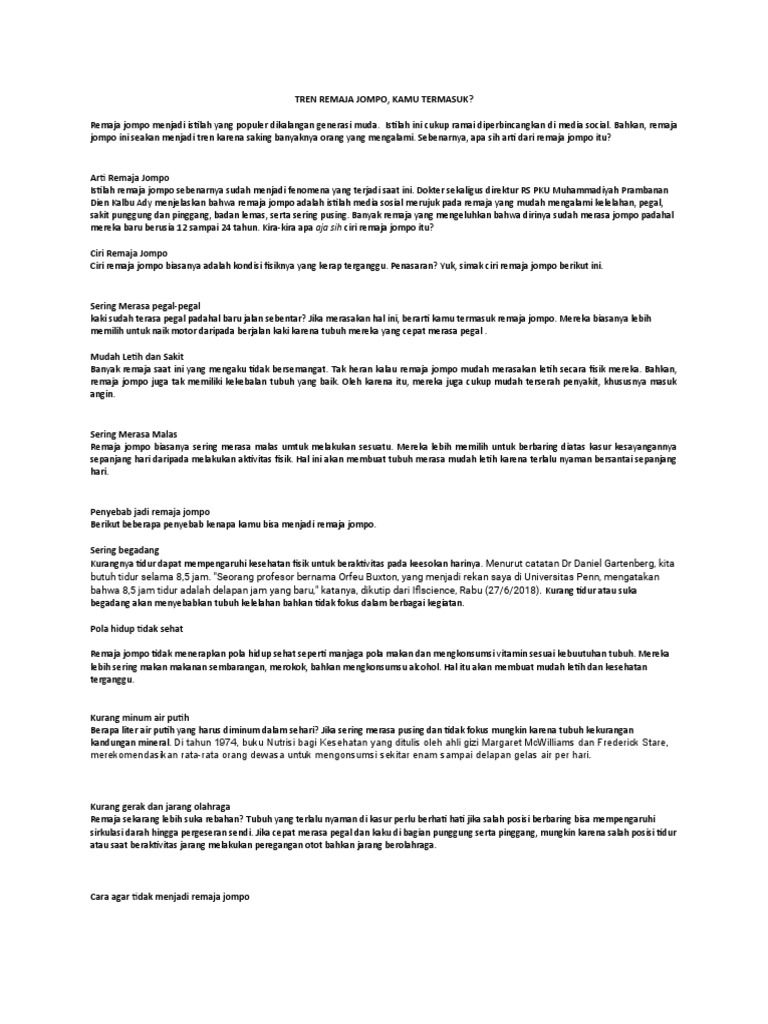 Remaja Jompo | PDF | Pengembangan Diri | Kesehatan Holistik
