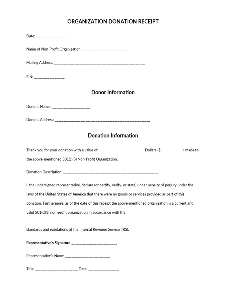 Organization Donation Receipt | PDF