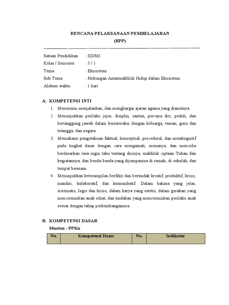 RPP Ips Kelas 5 Tema 5 | PDF