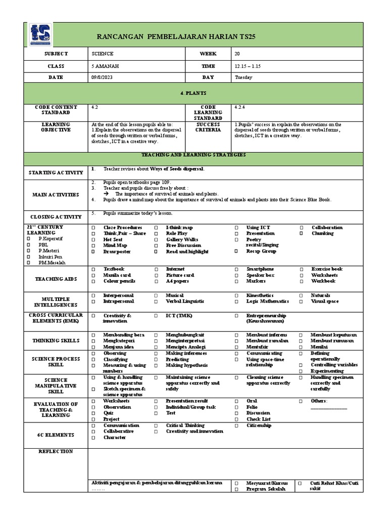RPH Science DLP Yr5 2022-23 | Download Free PDF | Educational Technology | Science