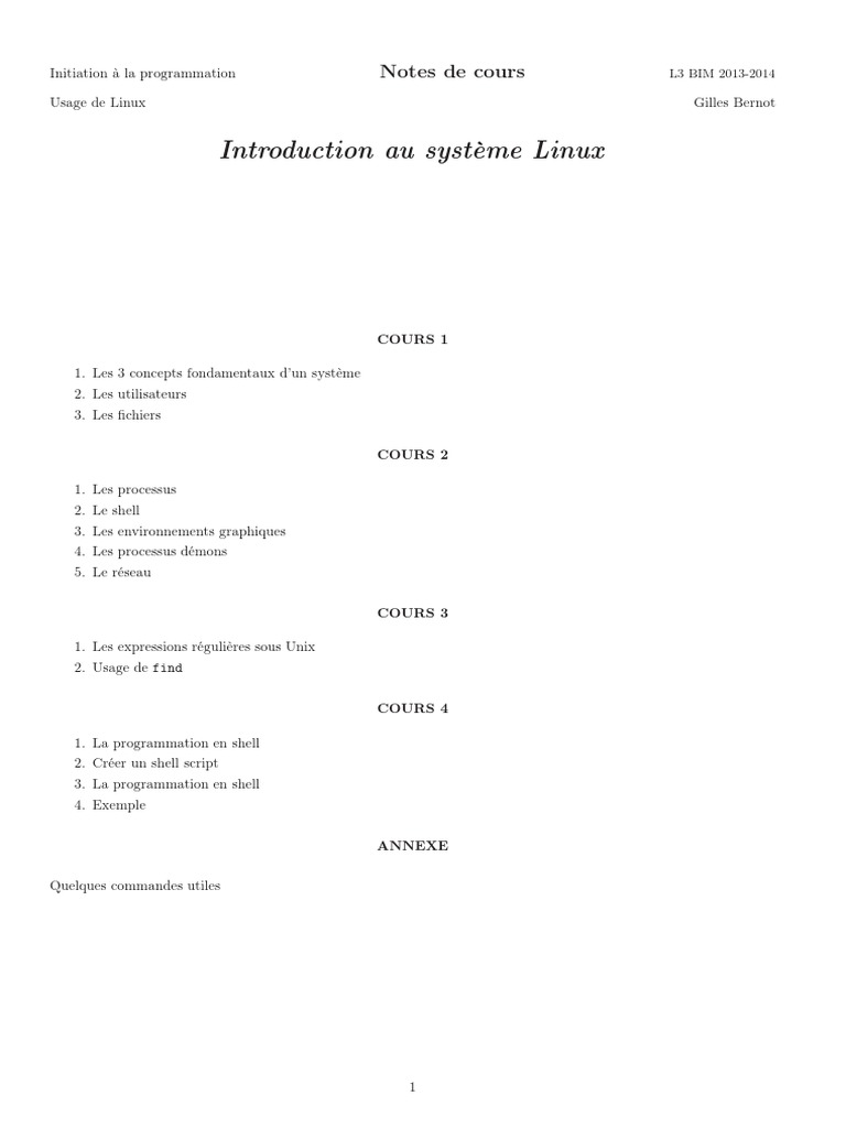 Introduction à Linux et programmation shell | PDF | Fichier ...
