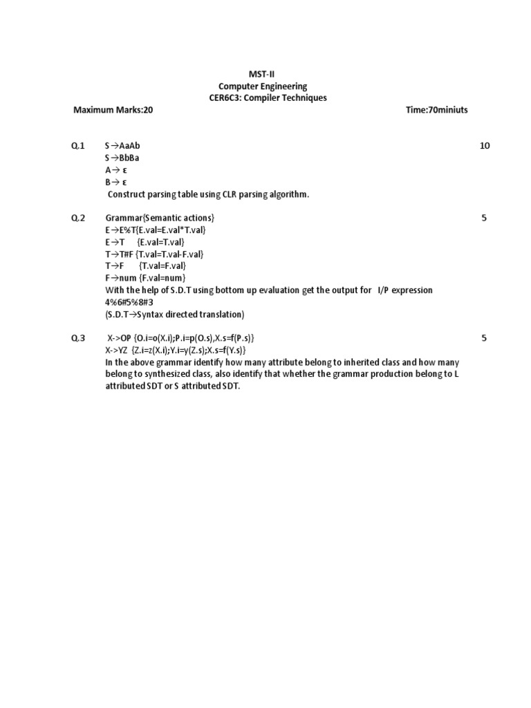 Paper Compiler MST 2 2021 | PDF