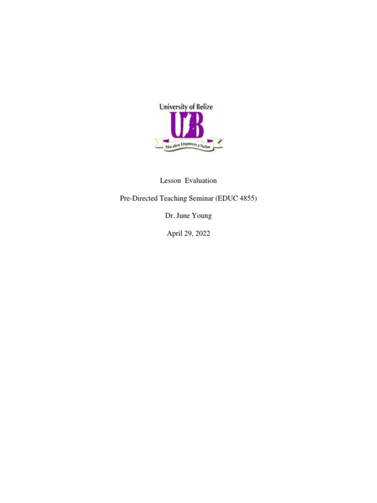 Effective Lesson Evaluation for EDUC 4855 | PDF | Teachers | Teaching ...