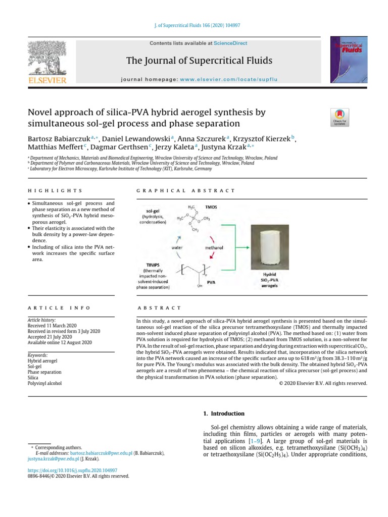 Novel Approach of silica-PVA Hybrid Aerogel Synthesis by Simultaneous Sol-Gel Process and Phase ...
