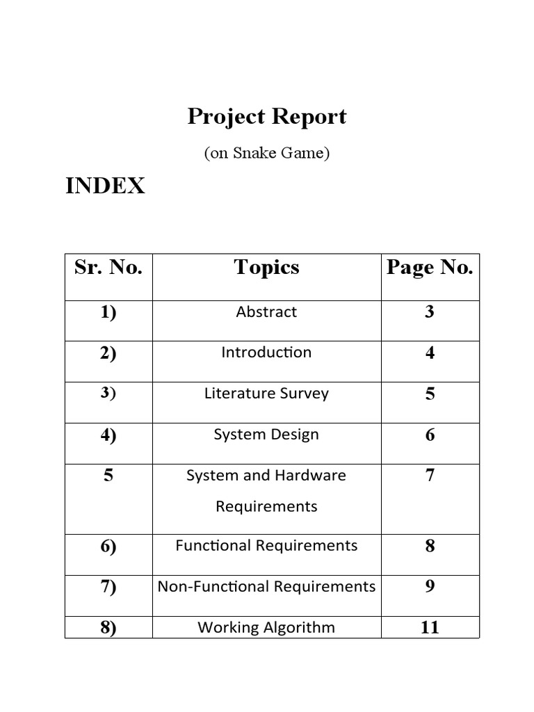 Snake Game Project Report | PDF | Reliability Engineering | System