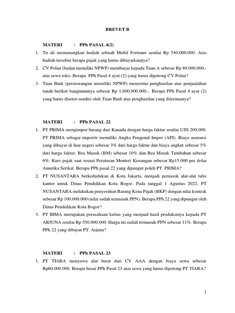 Soal Brevet B | PDF | Bisnis | Pengelolaan Keuangan & Uang