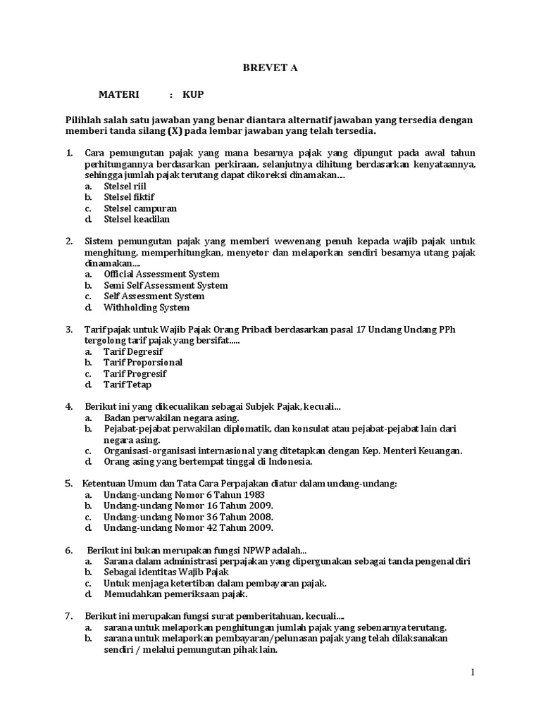 Soal Brevet A | PDF | Pengelolaan Keuangan & Uang